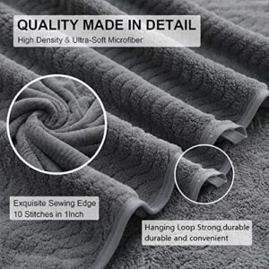 4 Piece Bath Towel Oversized Bath Sheet 35"x70" Grey Bathroom Towel Extra Large Bath Towel Set Highly Absorbent Quick Dry Premium Towel for Bathroom Spa Gym Hotel 600GSM Shower Towel for Daily Use