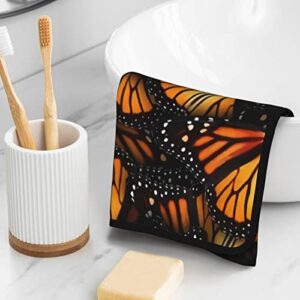 TUBIAZICOL Orange Monarch Butterflies Hand Towels Soft Face Towel Microfiber Coral Velvet Highly Absorbent Towel Washcloths for Bath Kitchen Bathroom Sports Yoga Travel 16"X28"