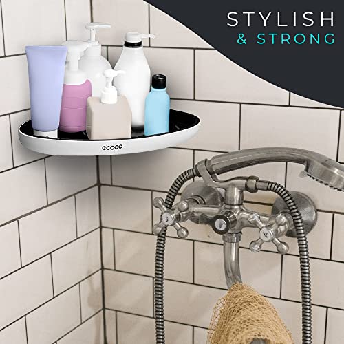 Floating Bathroom Organizer Corner Shower Caddy Shelf. Wall Mount With Extra Strong Self Adhesive, No Drilling, Easy Drainage and Rustproof. (White/Gray)