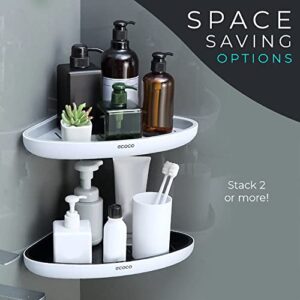 Floating Bathroom Organizer Corner Shower Caddy Shelf. Wall Mount With Extra Strong Self Adhesive, No Drilling, Easy Drainage and Rustproof. (White/Gray)