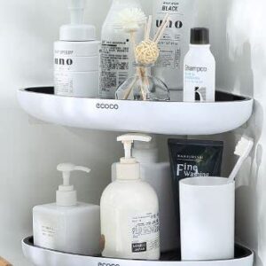 Floating Bathroom Organizer Corner Shower Caddy Shelf. Wall Mount With Extra Strong Self Adhesive, No Drilling, Easy Drainage and Rustproof. (White/Gray)