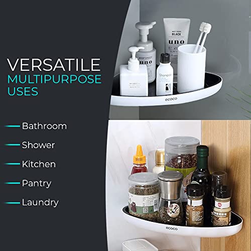 Floating Bathroom Organizer Corner Shower Caddy Shelf. Wall Mount With Extra Strong Self Adhesive, No Drilling, Easy Drainage and Rustproof. (White/Gray)