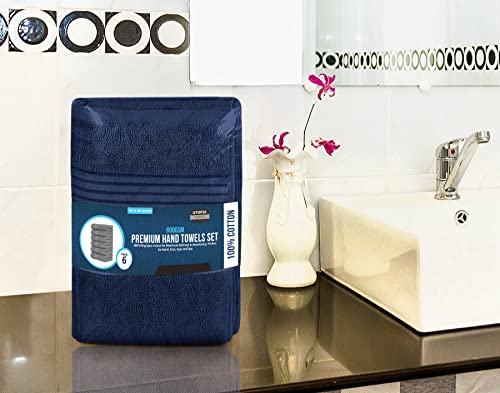 Utopia Towels 6 Piece Luxury Hand Towels Set, (16 x 28 inches) 100% Ring Spun Cotton, Lightweight and Highly Absorbent 600GSM Towels for Bathroom, Travel, Camp, Hotel, and Spa (Navy)