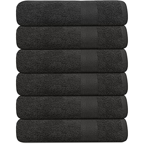 KAHAF COLLECTION 100% Cotton Bath Towels, Grey 24x48 Pack of 6 Towels, Quick Dry, Highly Absorbent, Soft Feel Towel, Gym, Spa, Bathroom, Shower, Pool, Luxury Soft Towels Light-Weight