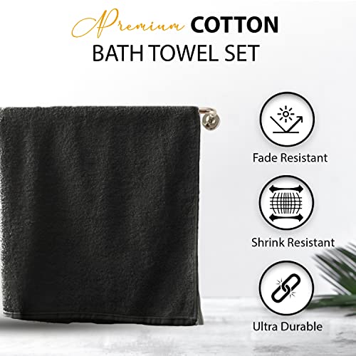 KAHAF COLLECTION 100% Cotton Bath Towels, Grey 24x48 Pack of 6 Towels, Quick Dry, Highly Absorbent, Soft Feel Towel, Gym, Spa, Bathroom, Shower, Pool, Luxury Soft Towels Light-Weight