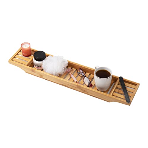 Mind Reader Bali Collection, Luxury Bamboo Bath Caddy, 27.5 x 5.75, Brown