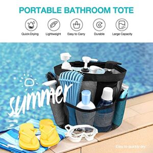 Mesh Shower Caddy Basket with 8 Storage Pockets, Portable Shower Tote Bag Hanging Swimming Pool, Toiletry Bathroom Organizer for College Dorm Room Essentials for Girls and Boys (1, Black)