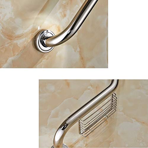 CRODY Bath Wall Attachment Handrails Grab Bar Rails Curved Wall Mount Soap Dish Grab Bar,Towel Rack,Stainless Steel Brushed Nickel Polished Finished Grab Rails, Disabled Elderly Anti-Fall Handle Rail