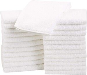 amazon basics fast drying, extra absorbent, terry cotton washcloths - pack of 24, white, 12 x 12-inch