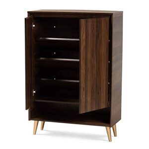 baxton studio landen brown and gold wood 2-door entryway shoe storage cabinet