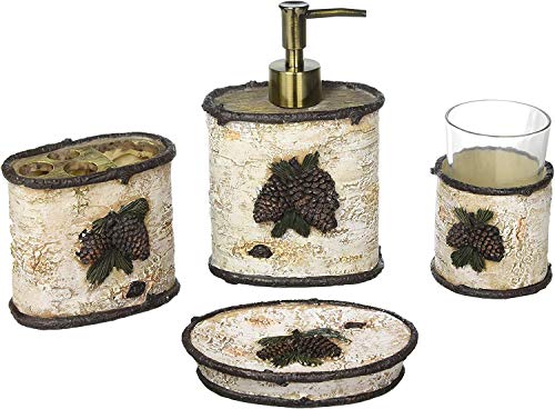 HiEnd Accents Birch Pinecone 4-PC Bath Countertop Accessory Set