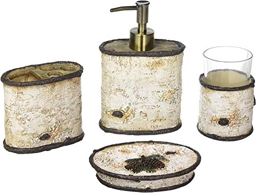 HiEnd Accents Birch Pinecone 4-PC Bath Countertop Accessory Set