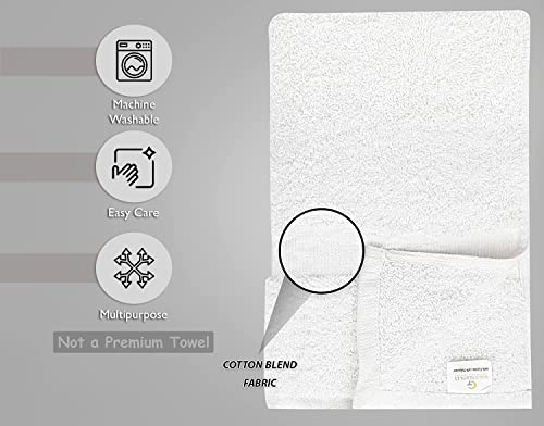 GOLD TEXTILES 84 Pack Economy White Bath Towels Bulk (22x44 Inches) Cotton Blend Multi-Purpose Hotel Towel for Commercial and Home Use –Lightweight, Easy Care & Quick Drying