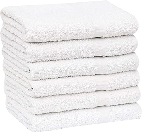 GOLD TEXTILES 84 Pack Economy White Bath Towels Bulk (22x44 Inches) Cotton Blend Multi-Purpose Hotel Towel for Commercial and Home Use –Lightweight, Easy Care & Quick Drying