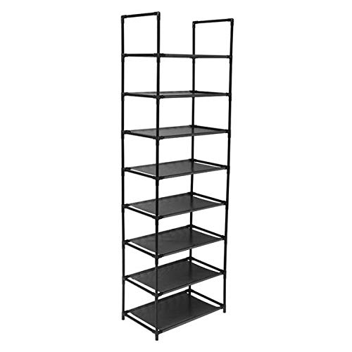 8 Tiers Large Metal Shoe Rack,Durable Organizer Shelf Tall Shoe Rack for Closet 16-20 Pairs Shoes,Stackable Shoe Cabinet Shoe Rack,Black