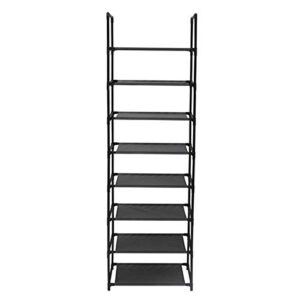 8 Tiers Large Metal Shoe Rack,Durable Organizer Shelf Tall Shoe Rack for Closet 16-20 Pairs Shoes,Stackable Shoe Cabinet Shoe Rack,Black