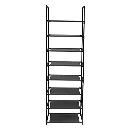 8 Tiers Large Metal Shoe Rack,Durable Organizer Shelf Tall Shoe Rack for Closet 16-20 Pairs Shoes,Stackable Shoe Cabinet Shoe Rack,Black