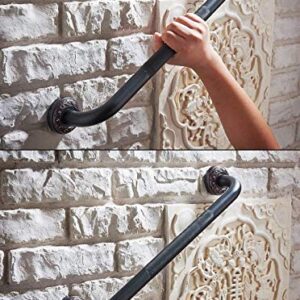 CRODY Bath Wall Attachment Handrails Grab Bar Rails Towel Rack Grab Bar European Copper Retro Antique Wall Hanging Toilet Disabled Elderly Bathroom Safety Handrail Senior Assist Bath Handle/Black/49.1