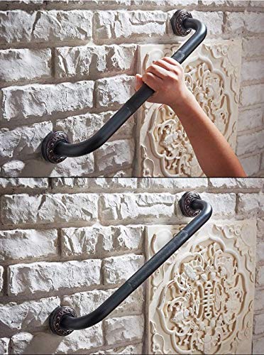 CRODY Bath Wall Attachment Handrails Grab Bar Rails Towel Rack Grab Bar European Copper Retro Antique Wall Hanging Toilet Disabled Elderly Bathroom Safety Handrail Senior Assist Bath Handle/Black/49.1