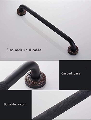 CRODY Bath Wall Attachment Handrails Grab Bar Rails Towel Rack Grab Bar European Copper Retro Antique Wall Hanging Toilet Disabled Elderly Bathroom Safety Handrail Senior Assist Bath Handle/Black/49.1