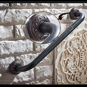 CRODY Bath Wall Attachment Handrails Grab Bar Rails Towel Rack Grab Bar European Copper Retro Antique Wall Hanging Toilet Disabled Elderly Bathroom Safety Handrail Senior Assist Bath Handle/Black/49.1