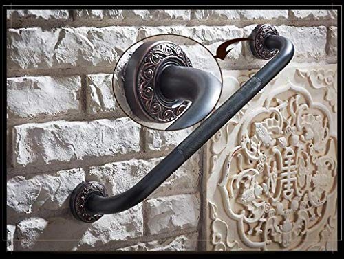 CRODY Bath Wall Attachment Handrails Grab Bar Rails Towel Rack Grab Bar European Copper Retro Antique Wall Hanging Toilet Disabled Elderly Bathroom Safety Handrail Senior Assist Bath Handle/Black/49.1