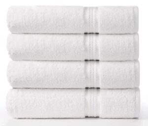 cotton craft ultra soft 4 pack oversized extra large bath towels 30x54 white weighs 22 ounces - 100% pure ringspun cotton - luxurious rayon trim - ideal for everyday use - easy care machine wash