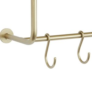 CosmoLiving by Cosmopolitan Metal Rectangle Wall Shelf with Hooks, 20" x 5" x 20", Gold