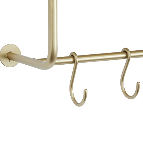 CosmoLiving by Cosmopolitan Metal Rectangle Wall Shelf with Hooks, 20" x 5" x 20", Gold