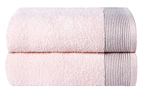 BELIZZI HOME Ultra Soft 2 Pack Oversized Bath Towel Set 28x55 inches, 100% Cotton Large Bath Towels, Ultra Absorbant Compact Quickdry & Lightweight Towel, Ideal for Gym Travel Camp Pool - Pink