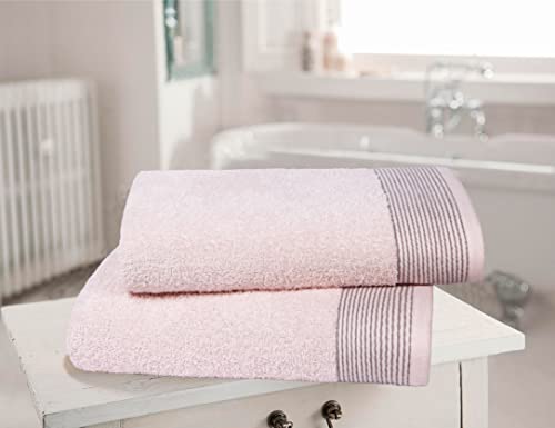 BELIZZI HOME Ultra Soft 2 Pack Oversized Bath Towel Set 28x55 inches, 100% Cotton Large Bath Towels, Ultra Absorbant Compact Quickdry & Lightweight Towel, Ideal for Gym Travel Camp Pool - Pink