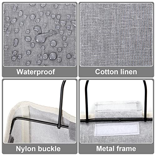 STARVAST 4Pcs 11 x 9 inch Wall Hanging Fabric Storage Bag Linen Cotton Hanging Wall Organizer with Pockets, Waterproof Wall Storage Box with Sticky Hook for Bedroom, Office, Dormitory, RV Camper