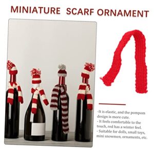 FAVOMOTO 20pcs Mini Scarf Knitted Scarf Striped Scarf Red and White Striped Scarf Miniature Scarf Christmas Doll Scarves Wine Bottle Neckerchief Party Accessories Delicate Scarves Yarn Red