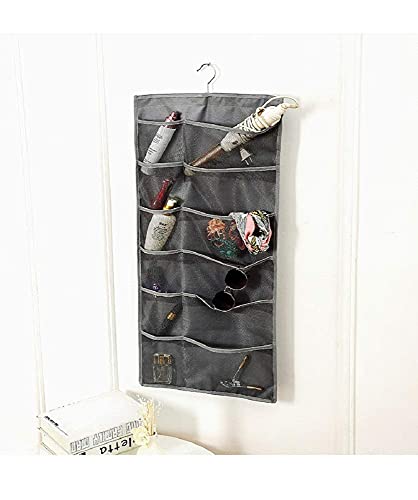 Hanging Closet Organizer for Underwear, Space Saving Storage Pocket Bag Dual-Sided for Bra,Jewelry,Stockings,Panties, Socks, 30 Pockets (Gray)