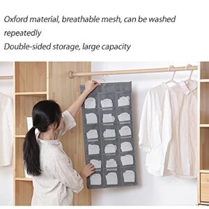 Hanging Closet Organizer for Underwear, Space Saving Storage Pocket Bag Dual-Sided for Bra,Jewelry,Stockings,Panties, Socks, 30 Pockets (Gray)