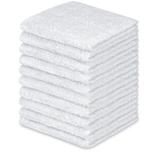 decorrack 10 pack 100% cotton wash cloth, luxurious soft, 12 x 12 inch ultra absorbent, machine washable washcloths, white (10 pack)