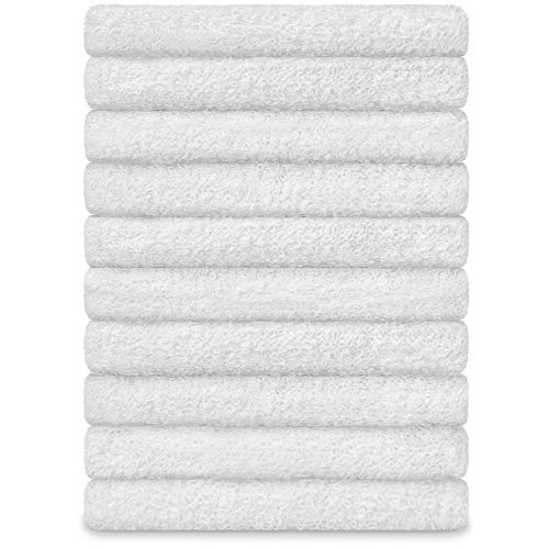 DecorRack 10 Pack 100% Cotton Wash Cloth, Luxurious Soft, 12 x 12 inch Ultra Absorbent, Machine Washable Washcloths, White (10 Pack)