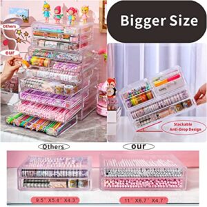 Pack of 2 Acrylic Countertop Stackable Drawers Bathroom Cabinet Organizer Clear Organizing Bins For Cosmetics Organizer Jewelry Hair Accessories Nail Polish Make up Marker Pen Medicine Storage