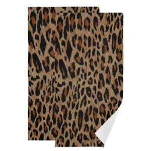 hand towels,2 pack cheetah leopard print animal soft luxury towel for bathroom kitchen, beach