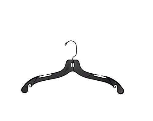 NAHANCO 2505BHMGHU Plastic Shirt/Dress Hanger, Black Swivel Hook, Rubber Gripper, Middle Heavy Weight, 17", Black (Pack of 50)