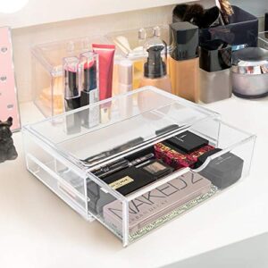 Sorbus Clear Acrylic Makeup Organizers - X-Large Jewelry, Makeup & Cosmetic Organizers and Storage with Acrylic Drawers - Stackable Storage Case Display Set - Great Vanity, Dresser, Bathroom Organizer