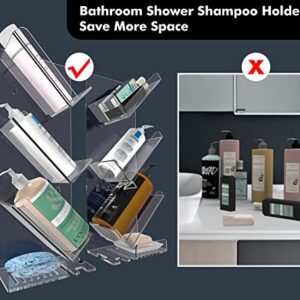 Kamehame 2 Pack Acrylic Shower Shelves, Shower Shampoo Holder, Bathroom Organizer Shower Caddy