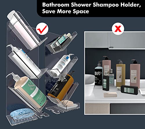 Kamehame 2 Pack Acrylic Shower Shelves, Shower Shampoo Holder, Bathroom Organizer Shower Caddy