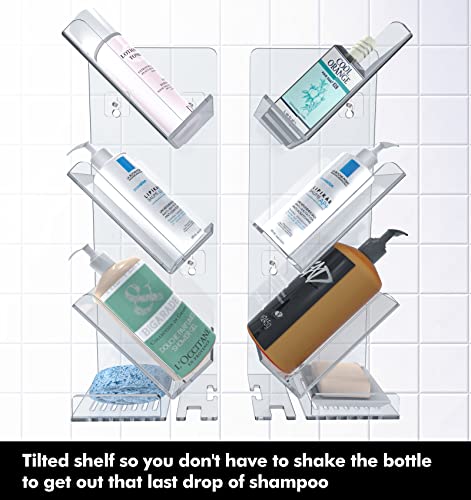 Kamehame 2 Pack Acrylic Shower Shelves, Shower Shampoo Holder, Bathroom Organizer Shower Caddy