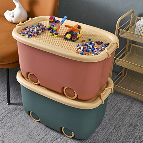 LIFKOME Children Toy Box Children Toy Storage Box Toy Storage Organizer Bins with Lid Rolling Plastic Storage Boxes with Wheels for Home& Office Organization Organizer Box Children Toy Storage Box