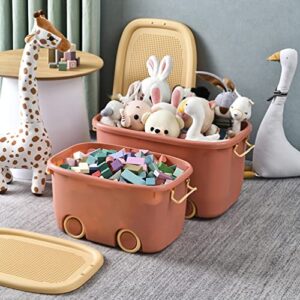 LIFKOME Children Toy Box Children Toy Storage Box Toy Storage Organizer Bins with Lid Rolling Plastic Storage Boxes with Wheels for Home& Office Organization Organizer Box Children Toy Storage Box