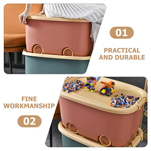 LIFKOME Children Toy Box Children Toy Storage Box Toy Storage Organizer Bins with Lid Rolling Plastic Storage Boxes with Wheels for Home& Office Organization Organizer Box Children Toy Storage Box