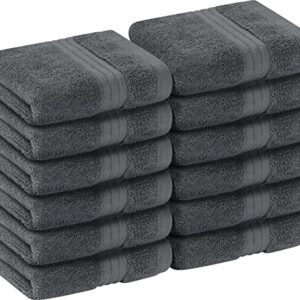 Utopia Towels (12 Pack) Luxury Wash Cloths Set (12 x 12 Inches) 600 GSM 100% Cotton Ring Spun, Highly Absorbent and Soft Feel Washcloths for Bathroom, Spa, Gym, and Face Towel (Grey)