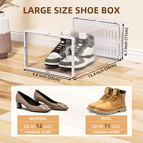 JONYJ 12 Pack Shoe Organizer, Clear Plastic Stackable Shoe Storage, Multifunctional Shoe Box, Universal Shoe Storage Boxes For Men and Women (Large)