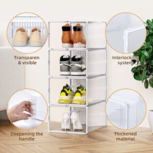 JONYJ 12 Pack Shoe Organizer, Clear Plastic Stackable Shoe Storage, Multifunctional Shoe Box, Universal Shoe Storage Boxes For Men and Women (Large)